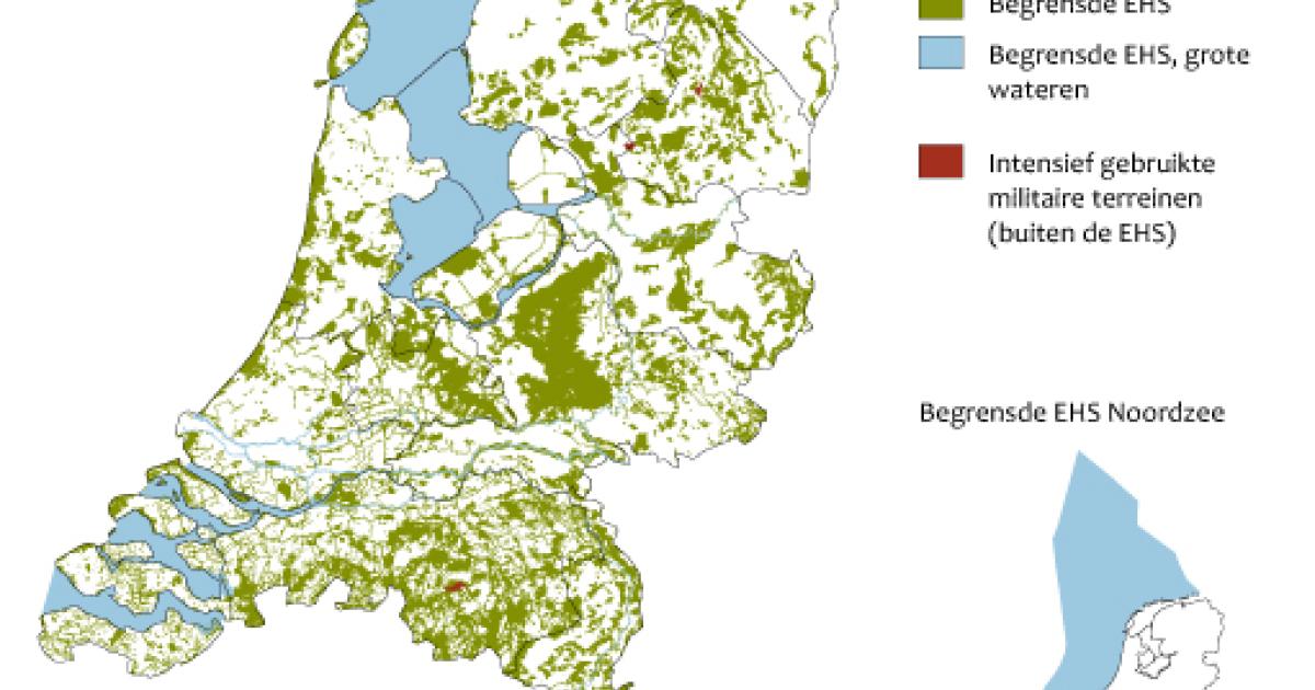 Begrenzing Ecologische Hoofdstructuur op het land, 2009 | Compendium ...
